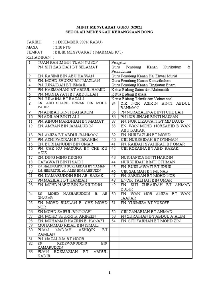 Mesyuarat 3 | PDF