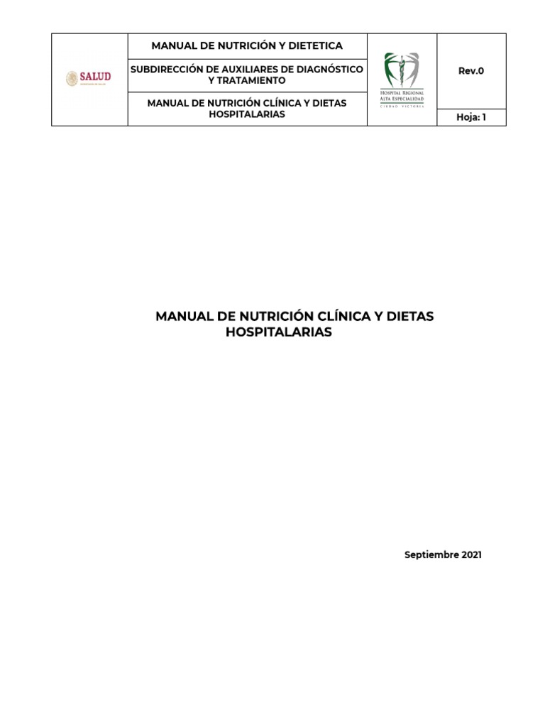 Manual de Nutrición Clínica y Dietas | PDF | Nutrición | Dieta y nutrición