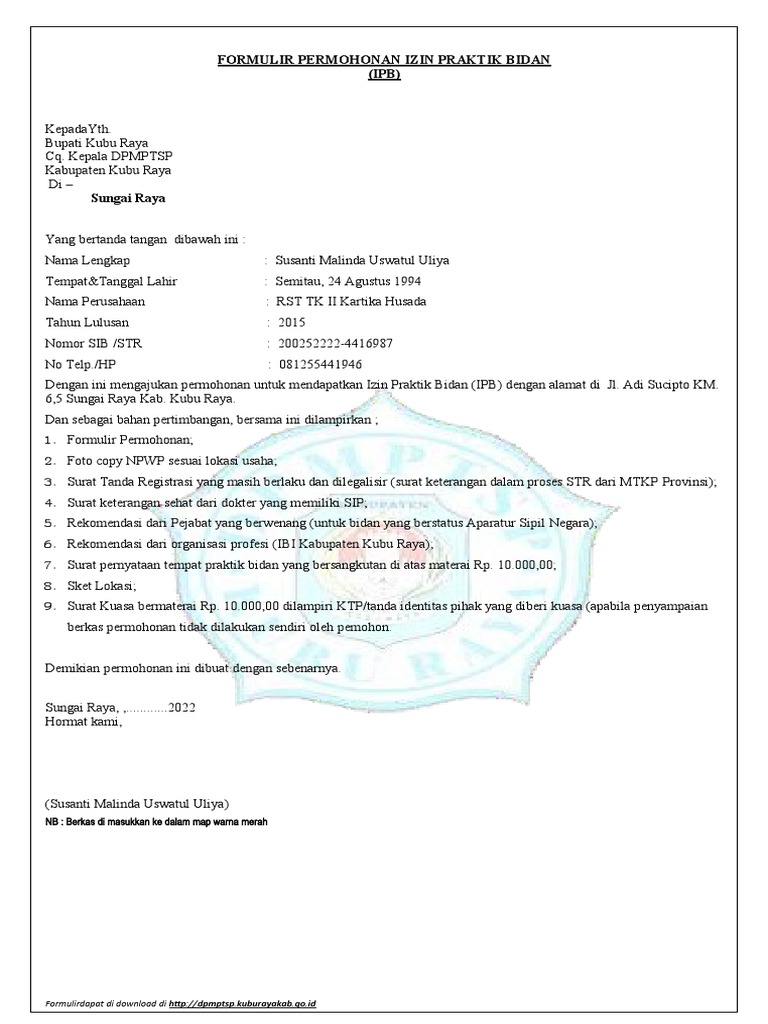 Formulir SIPB | PDF