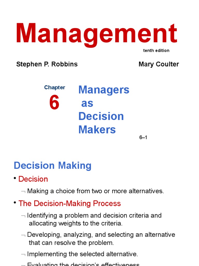 Principles of Management Decision Making | PDF | Decision Making ...