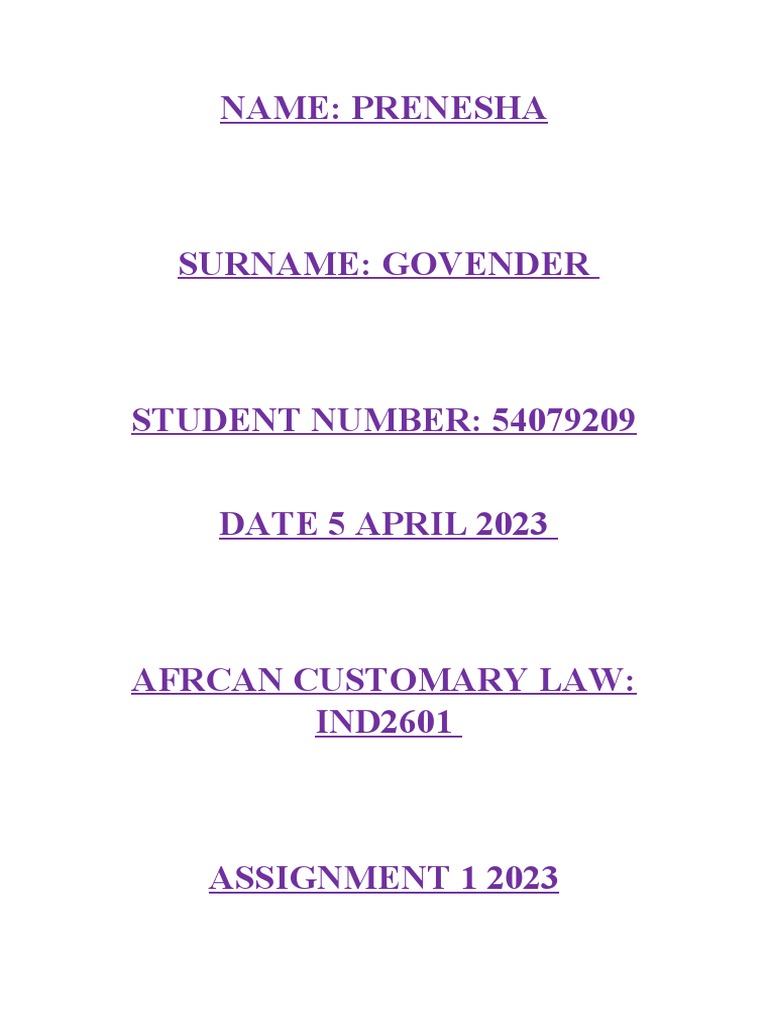 Assignment 1 Answers | PDF | Marriage | Justice