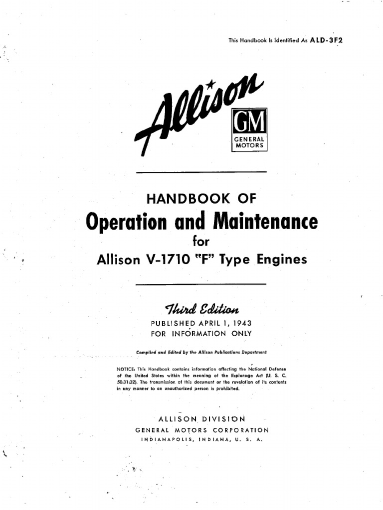Allison V 1710 F 1943 | PDF