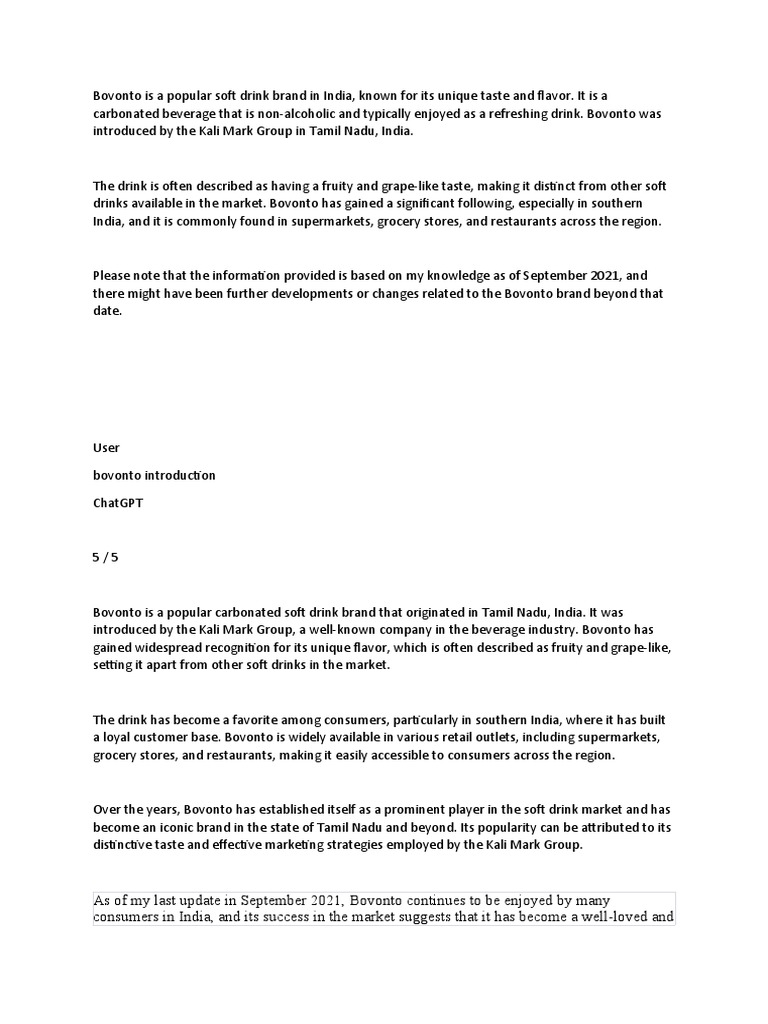 Bovonto is a popular soft drink brand in India | PDF | Brand | Soft Drink