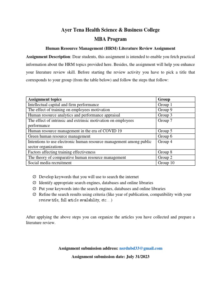 AHSB HRM Assigment 2023 | PDF