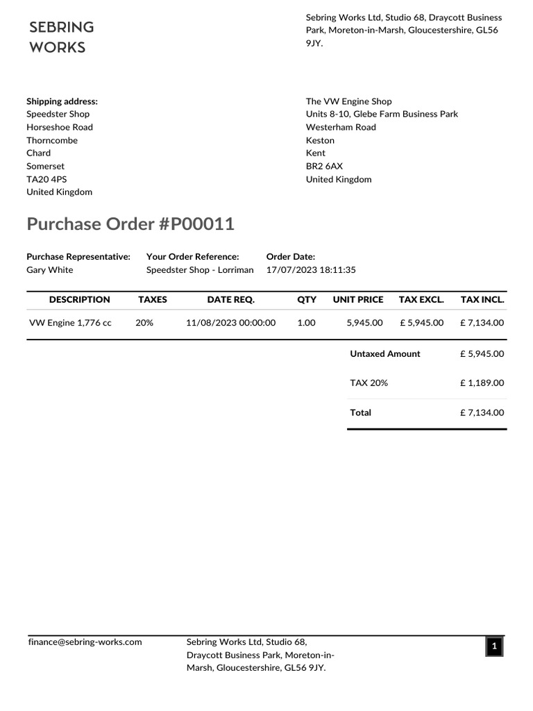 Purchase Order - P00011 | PDF