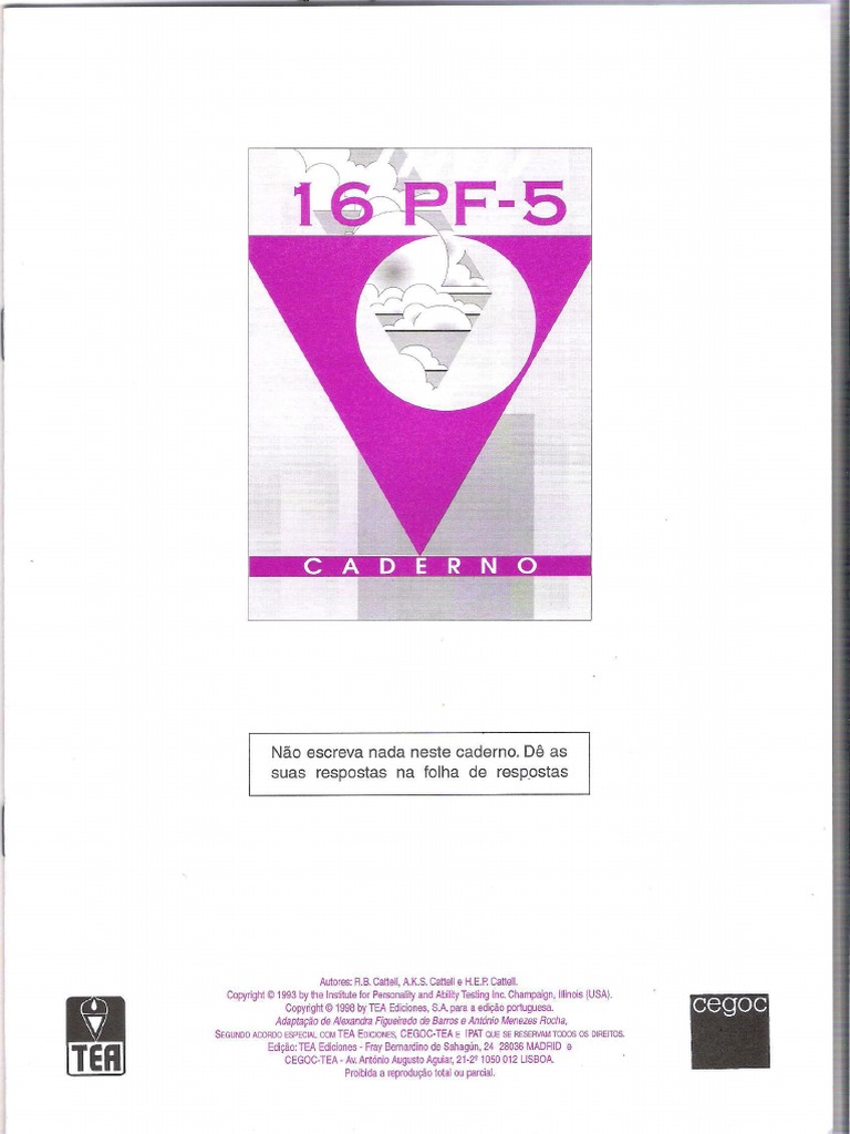 16PF-5 Caderno | PDF