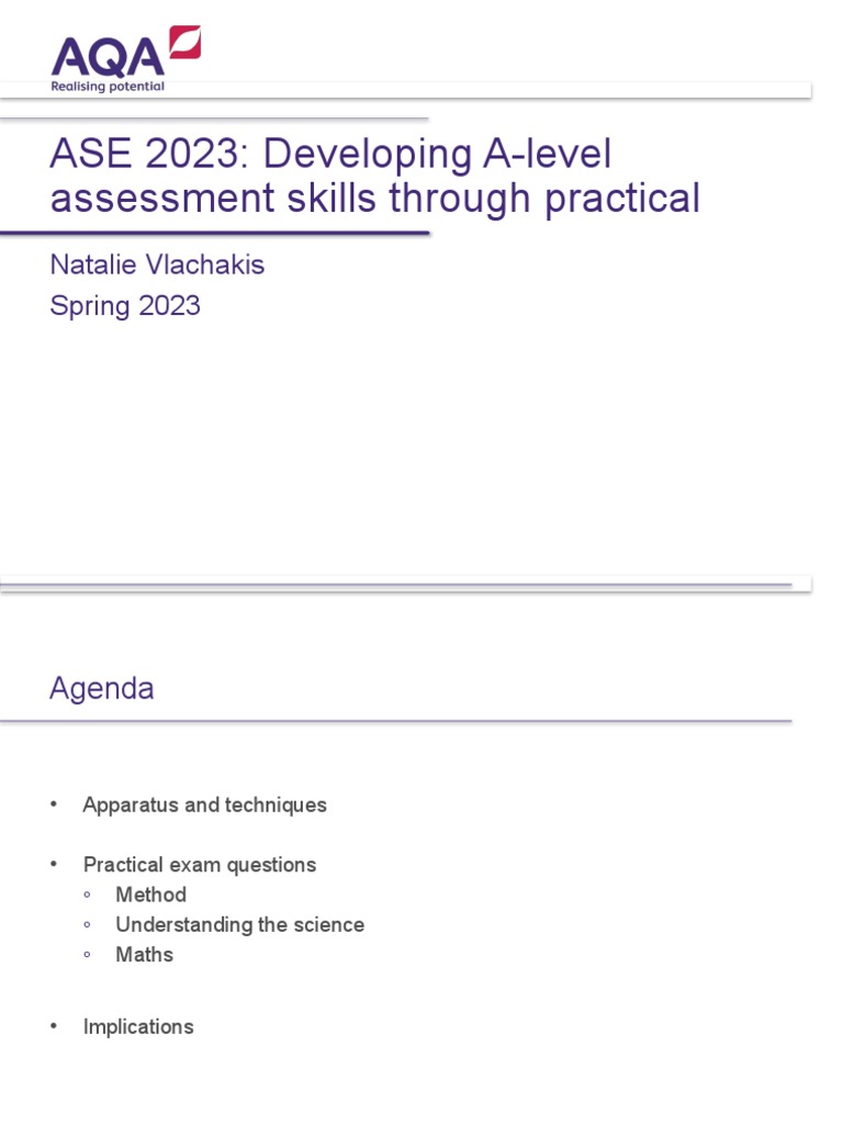 Aqa Ase 2023 Develop A Level Assess Skills Practical Presentation ...