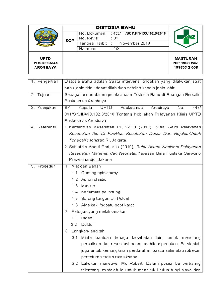 Sop Distosia Bahu... | PDF