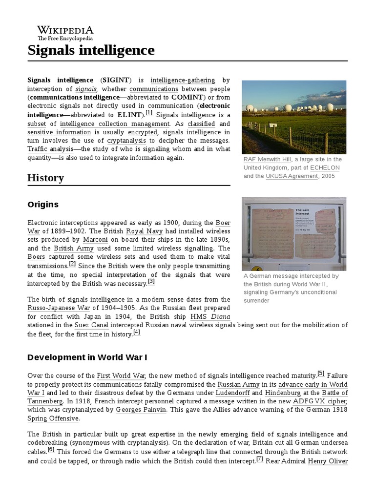 Signals Intelligence | PDF | Signals Intelligence | Telecommunications