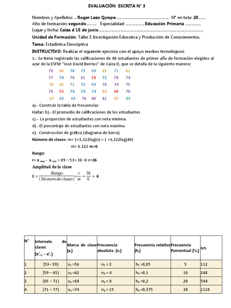 Eval #3 Estadistica Primaria 2do. | PDF | Estadísticas