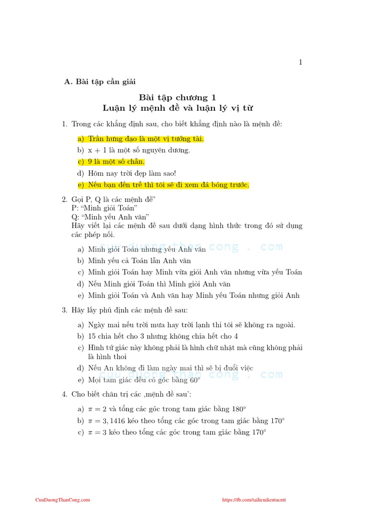 Toan-Roi-Rac-1 - Tran-Vinh-Tan - Logic - Proof - (Cuuduongthancong - Com) | PDF