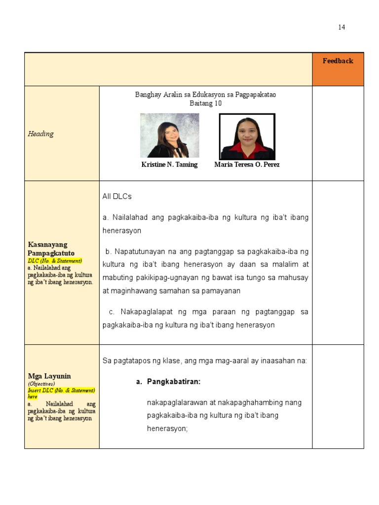 Final Lesson Plan Taming - Perez-pnu-Aces | PDF