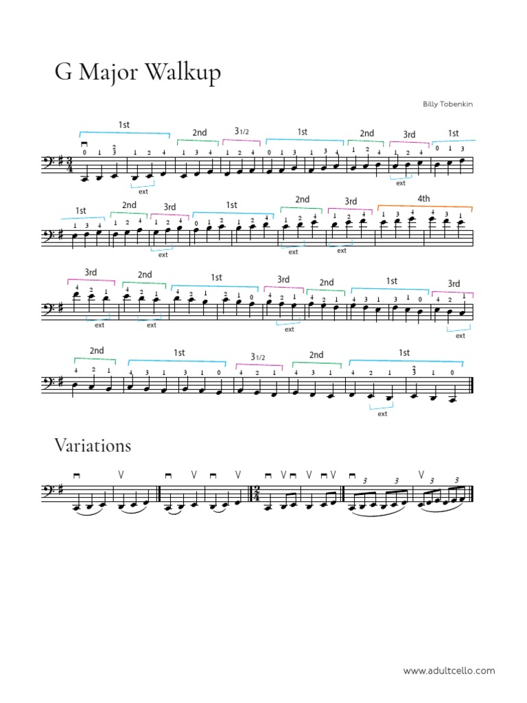 G Major Walkup (Adult Cello) | PDF