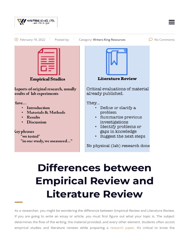 Writersking Com Empirical Review and Literature Review | PDF | Theory ...