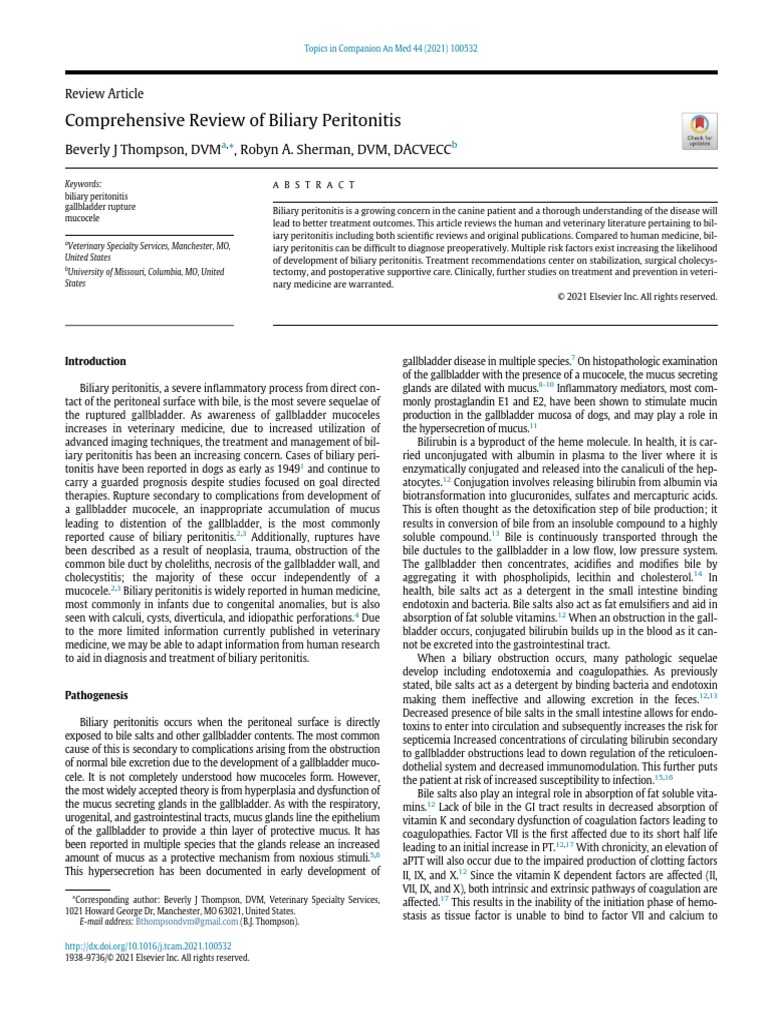 Bile Peritonitis 2021 | PDF | Bile | Gallbladder