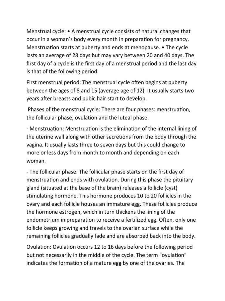Understanding the Menstrual Cycle Phases | PDF | Menstrual Cycle ...