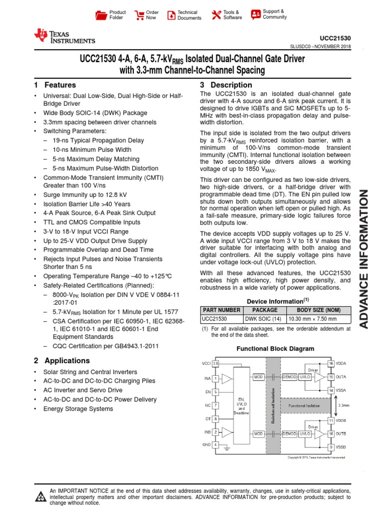 UCC21530 | PDF | Electrostatic Discharge | Computer Engineering