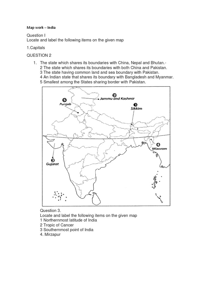 Map Work- InDIA | PDF
