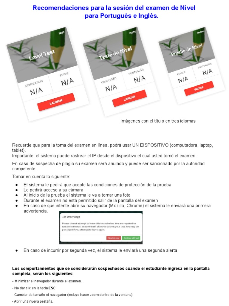 Recomendaciones Del Examen de Nivel | PDF | Tableta | Hardware de la computadora