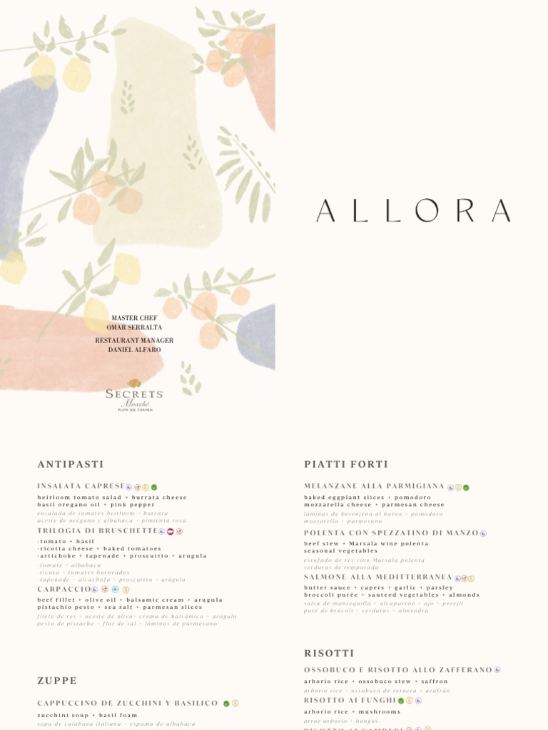 Allora Menu | PDF