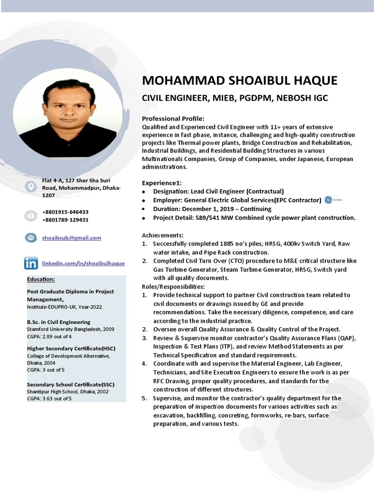 Mohammad Shoaibul Haque | PDF | Quality Assurance | Project Management