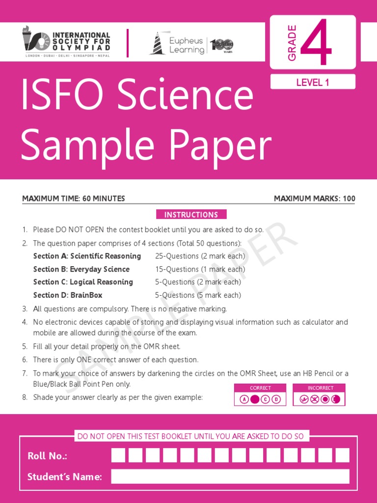 ISFO Science Sample Paper | PDF