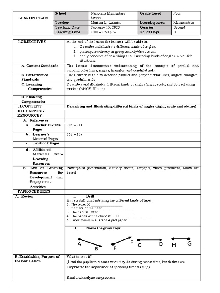 Math 4 Quarter 3 | PDF | Angle | Learning