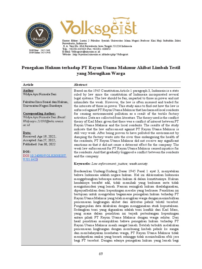 Hariyanto,+Journal+Manager,+Volksgeist+Vol +v+issue+1,+ (2022) +no +6+widya | PDF | Indonesia