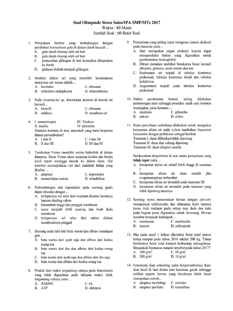 Soal IPA Biologi Kelas 8 | PDF