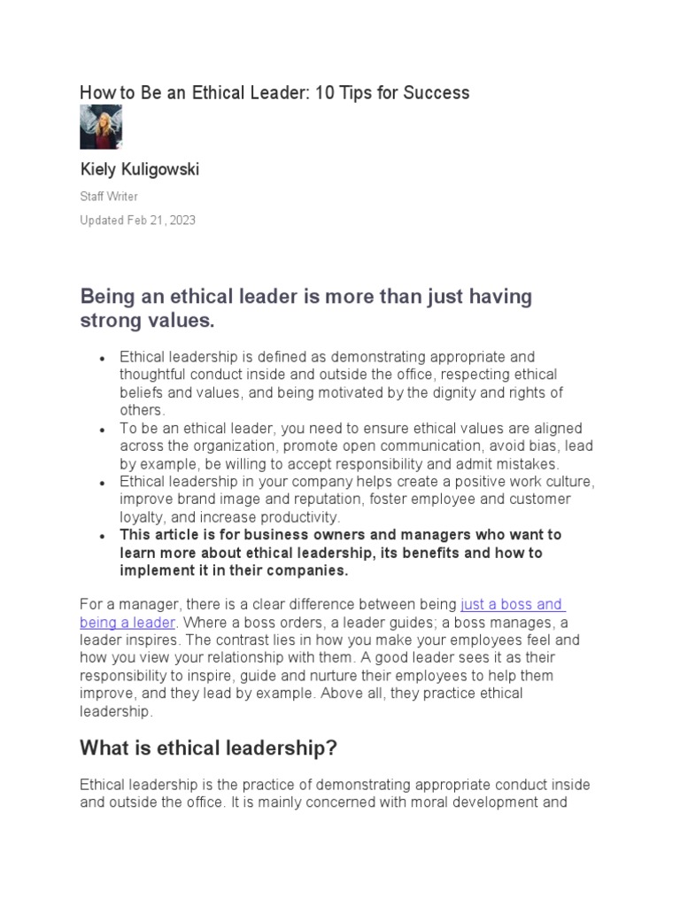 How To Be An Ethical Leader | PDF