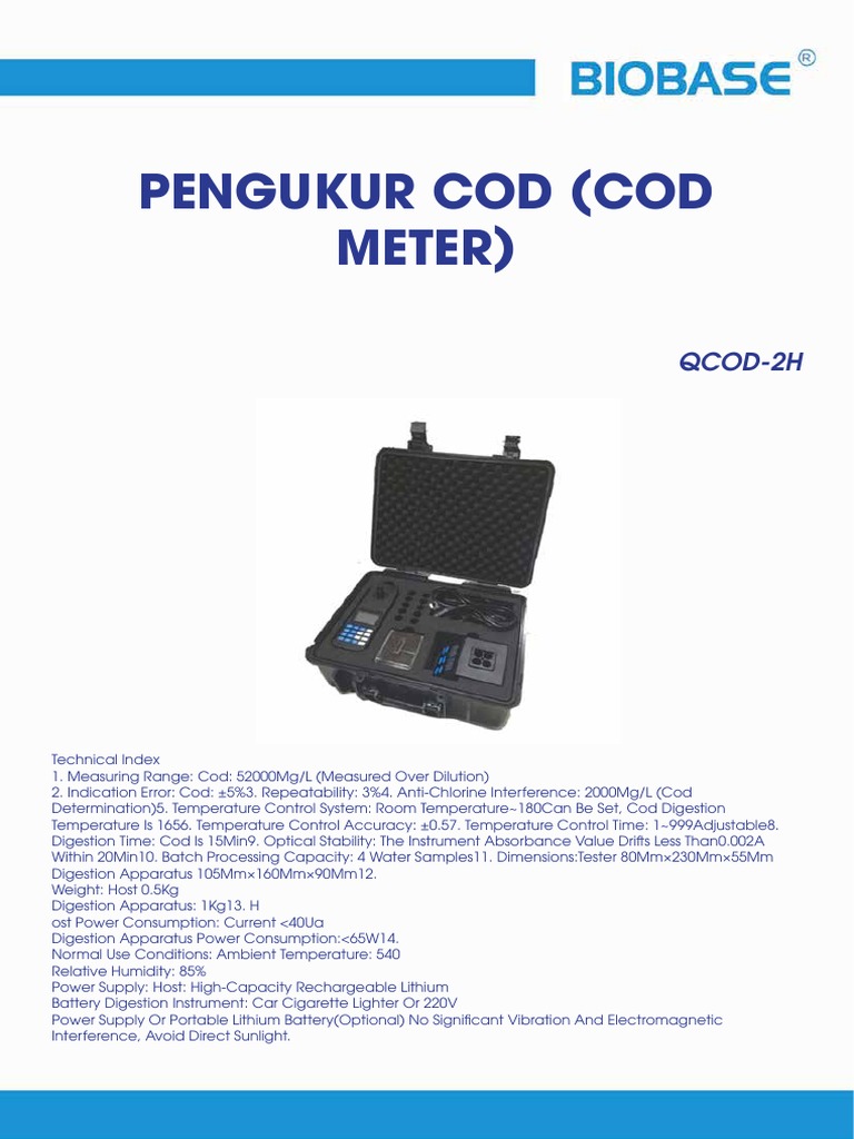 Pengukur COD (COD Meter) BIOBASEQCOD-2H KMNB | PDF