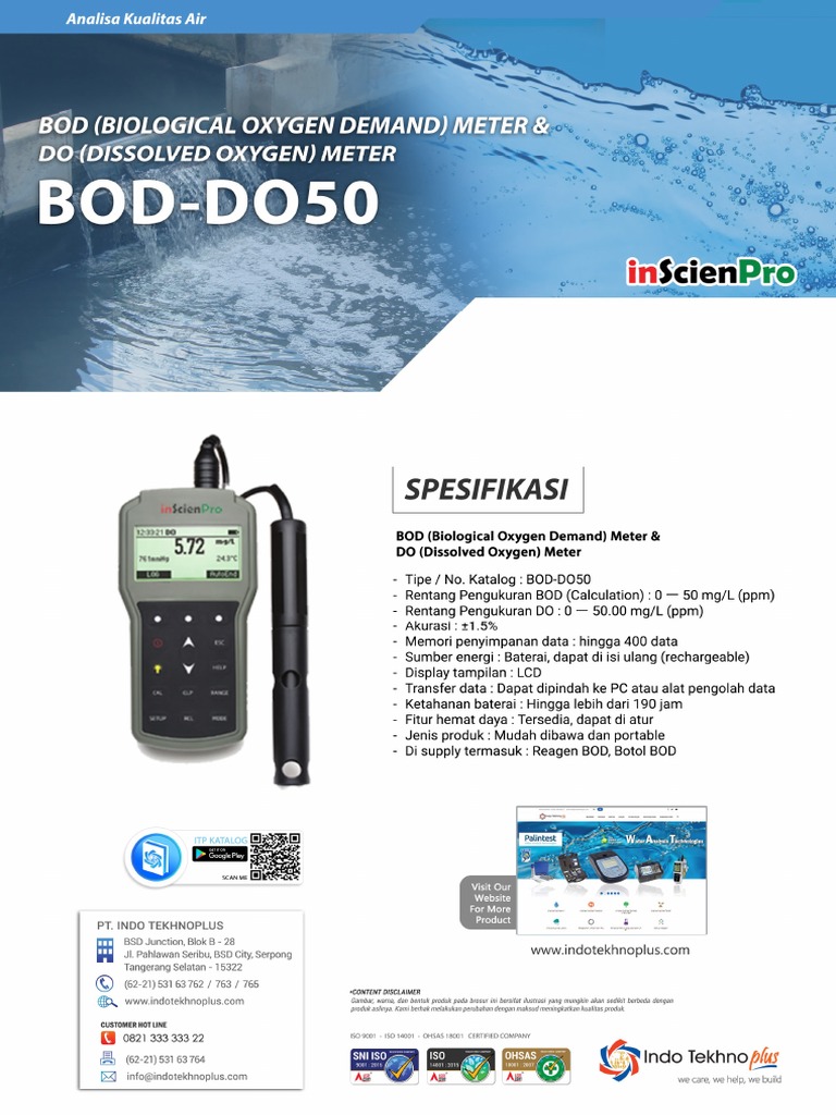 BOD Meter - InScienPro - BOD-DO50 | PDF