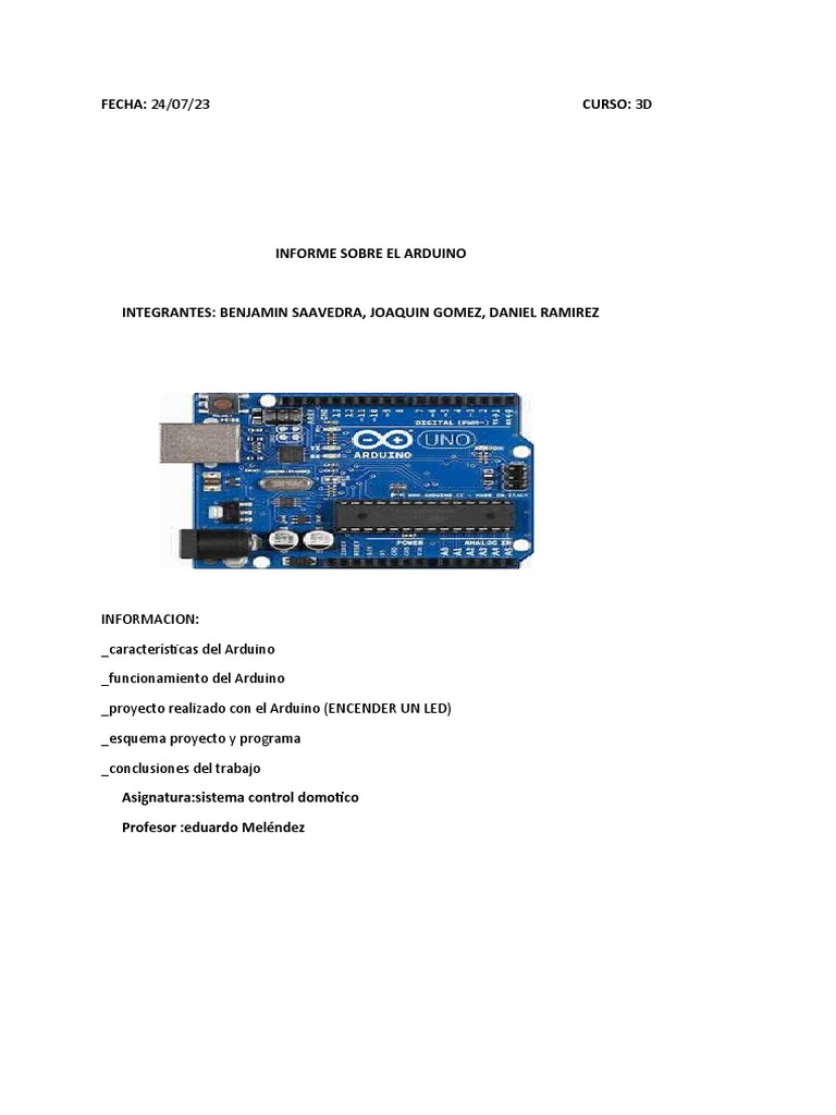 Informe Sobre El Arduino (1) | PDF | Arduino | Microcontrolador