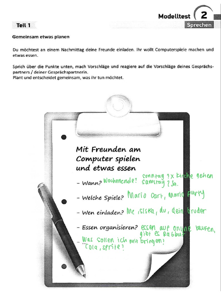 Modelltest 2 - Sprechen | PDF