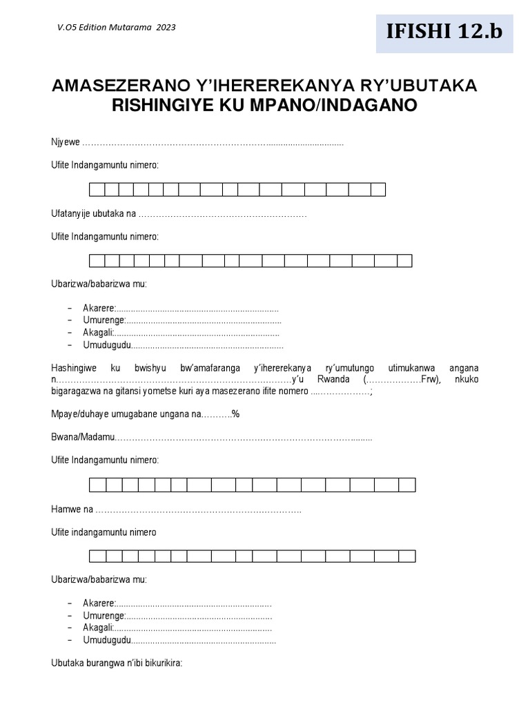 (B) Amasezerano Y'ihererekanya Ry'Ubutaka Ashingiye Ku Mpano | PDF