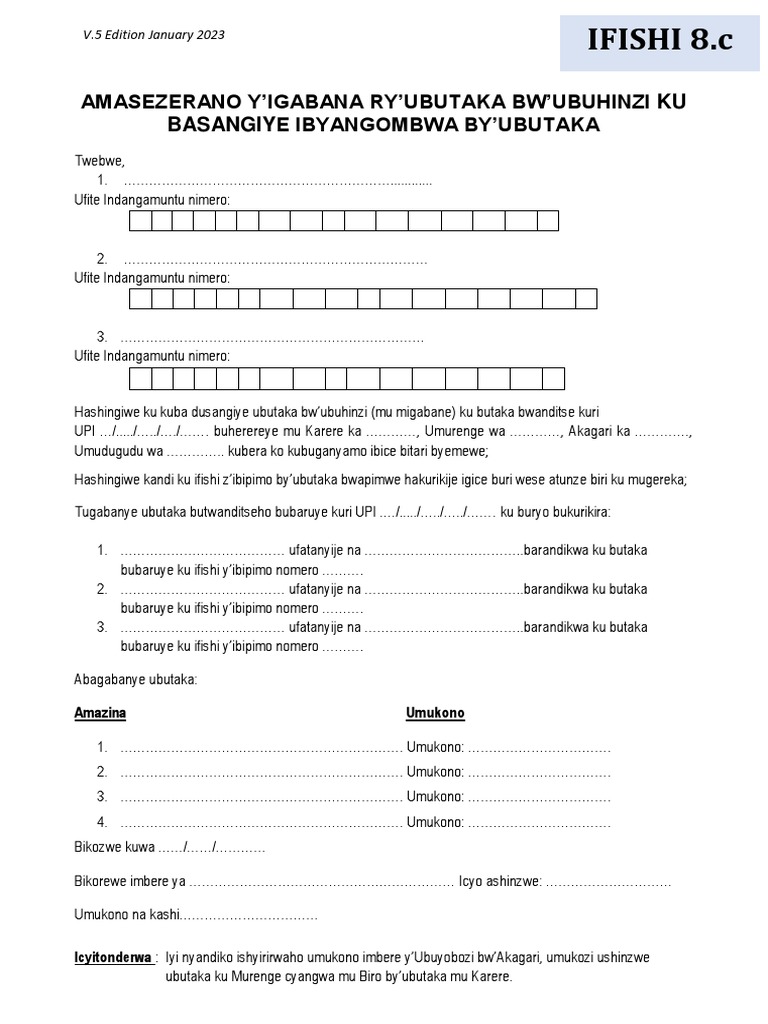 8. (c) Amasezerano y'Igabana Ry'Ubutaka Bw'Ubuhinzi | PDF