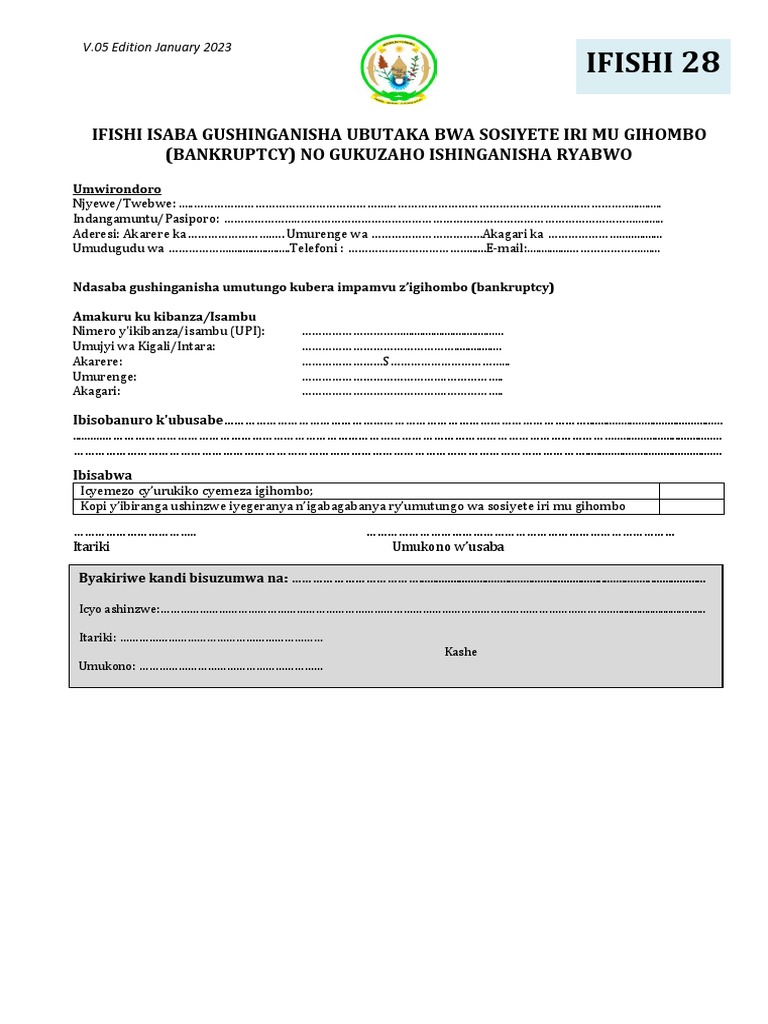 (A) Application Form For Restriction of Rights by Bankruptcy - Kinya | PDF