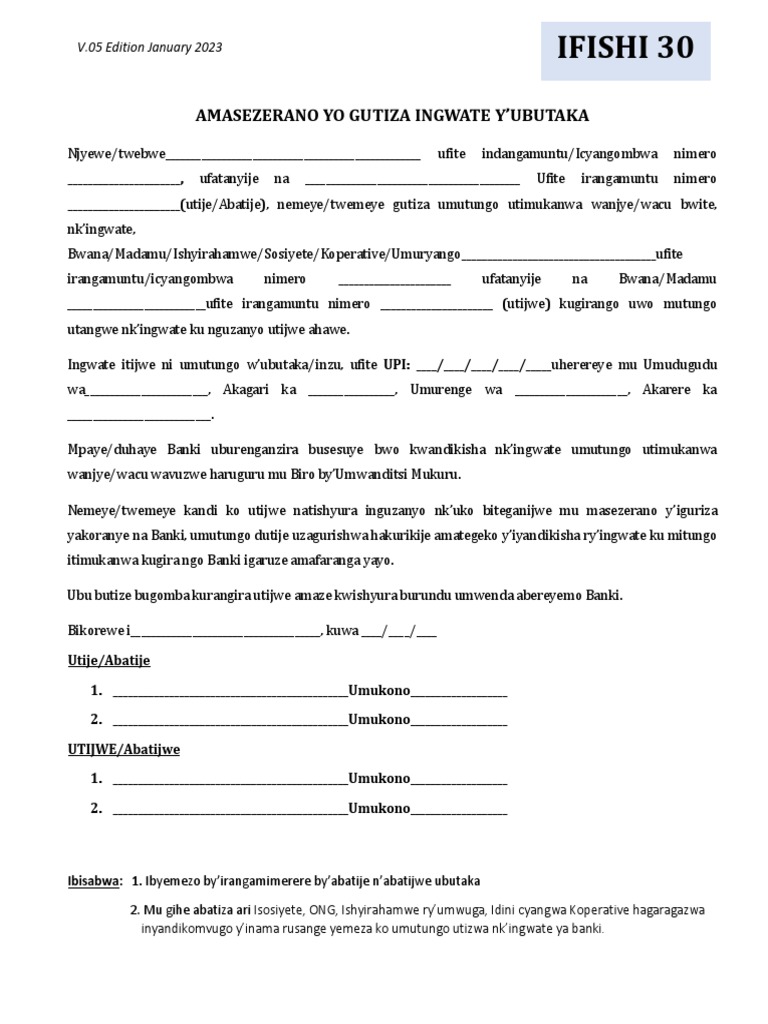 Amasezerano Yo Gutiza Ingwate | PDF