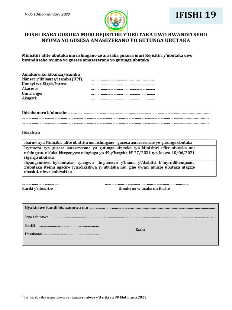 Application Form For Transfer Rights Confiscation - Kinya | PDF