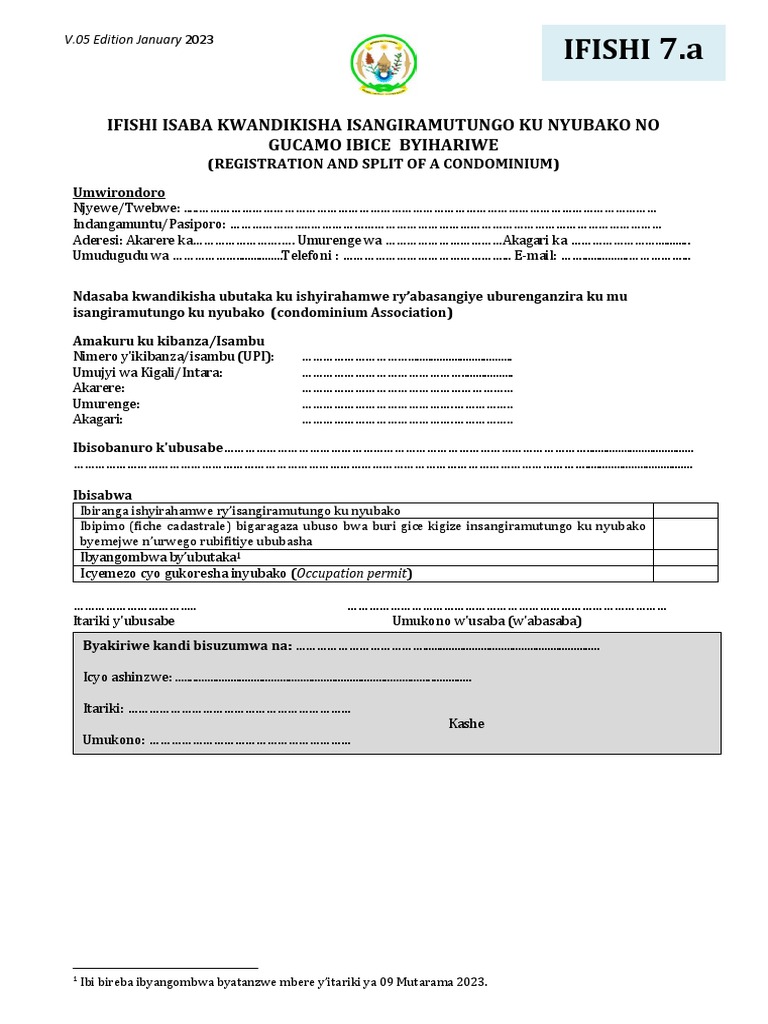 (A) Application Form For Registration of Condominium and Slip of of ...