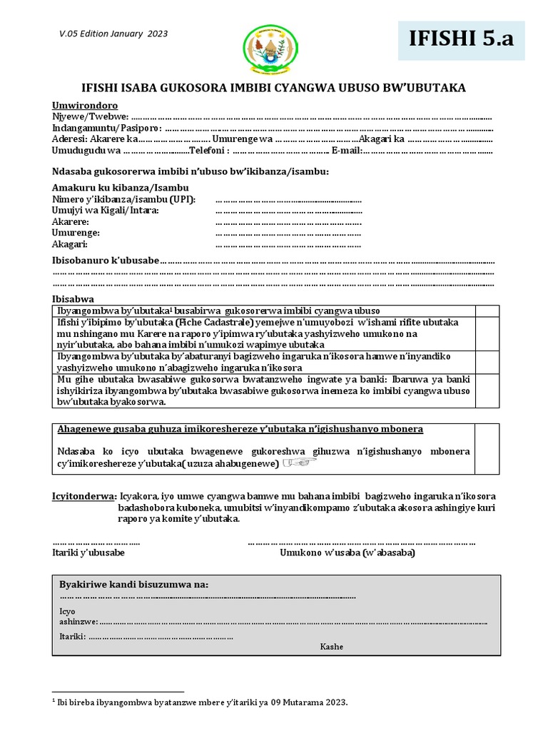 (A) Ifishi Isaba Gukosora Imbibi Cyangwa Ubuso Bw'Ubutaka | PDF