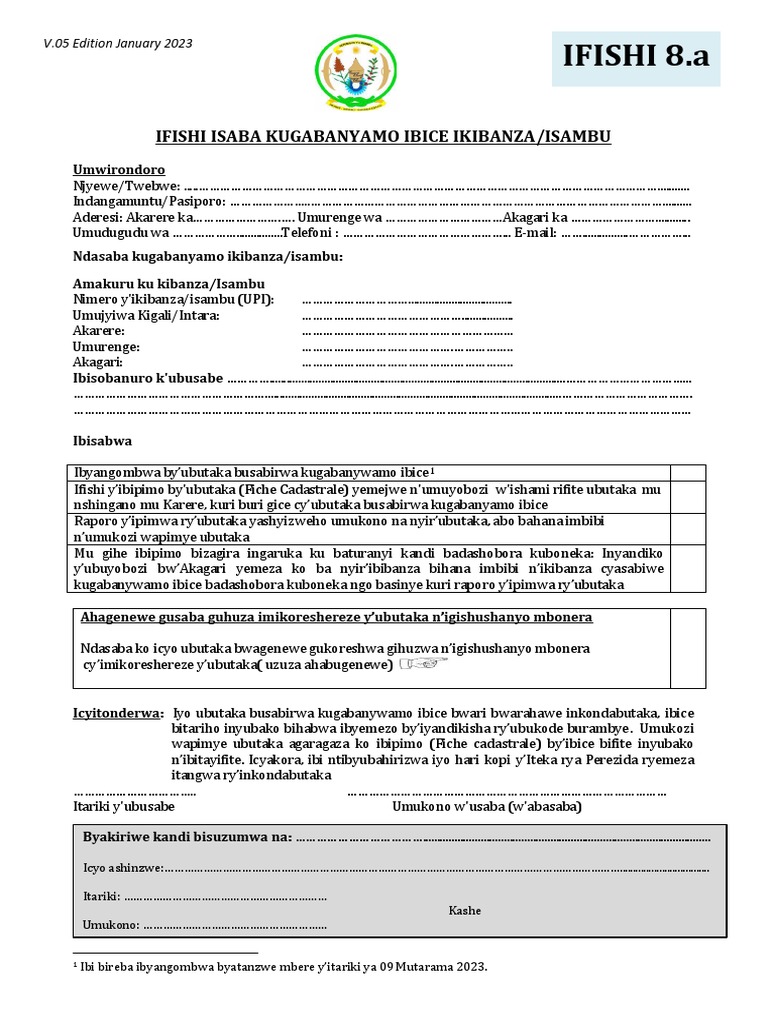 (A) Application Form For Parcel Sub-Division - Kinya | PDF