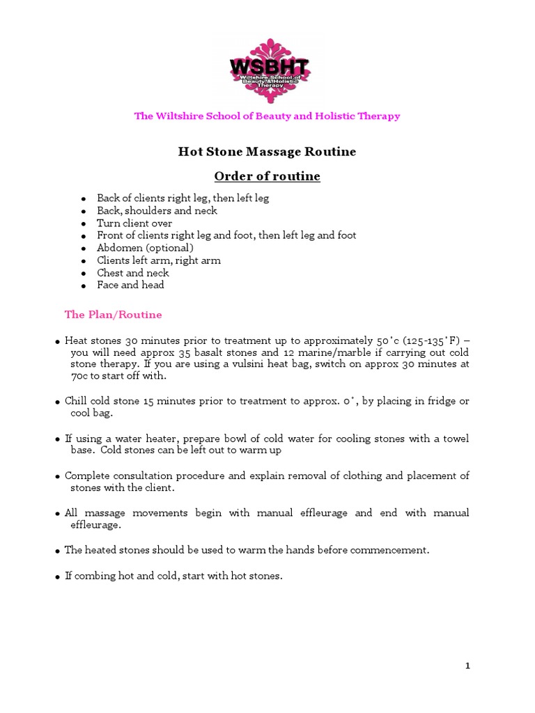 Hot Stone Massage Routine Guide | PDF | Hand | Human Leg