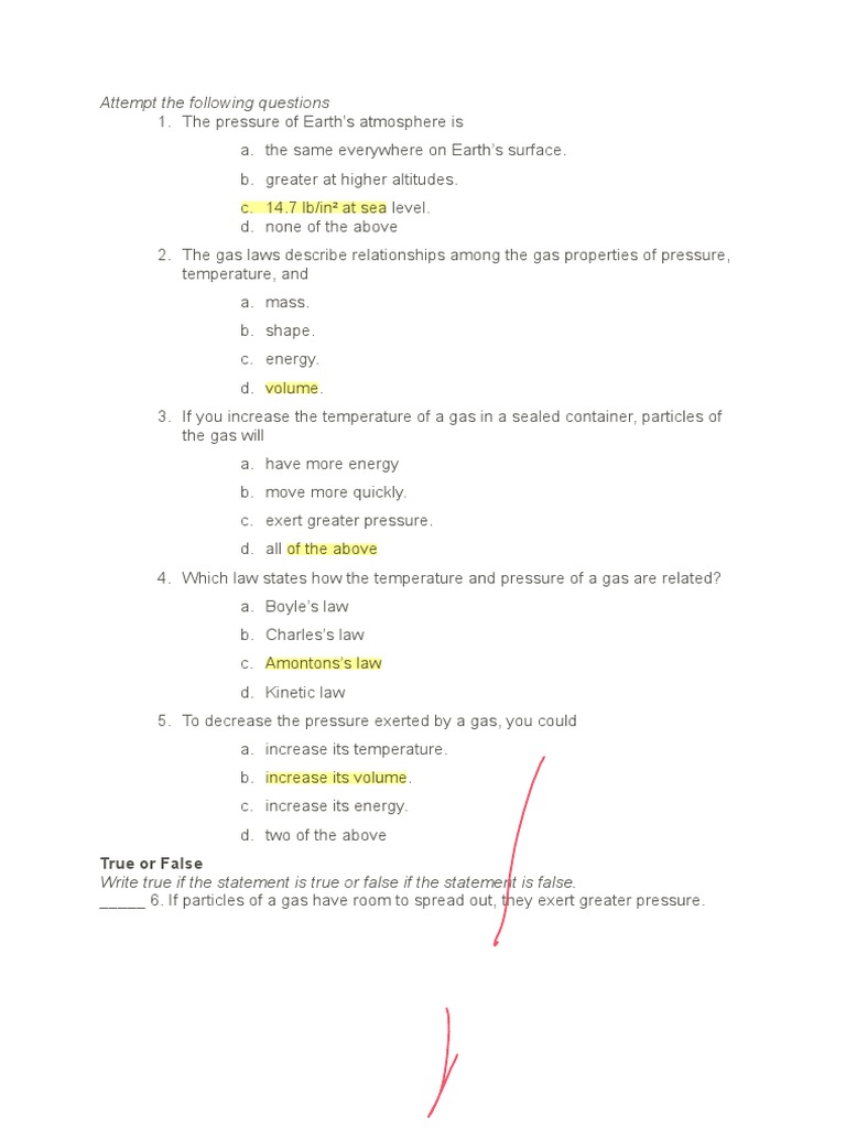 Che 205 Practice Questions 1 | PDF | Gases | Temperature