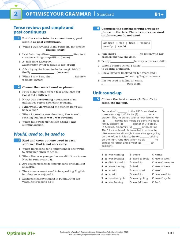 OPT B1plus U02 Grammar Standard | PDF | Phrase | Languages