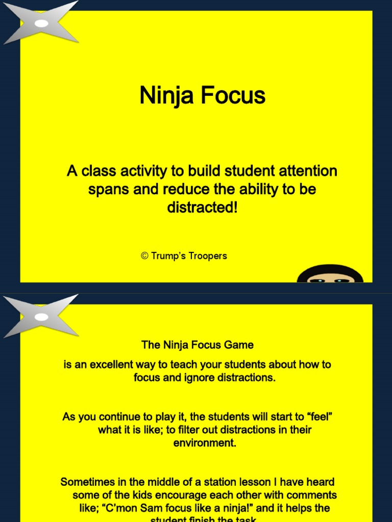 Ninja Focus Activity for Students | PDF | Wellness