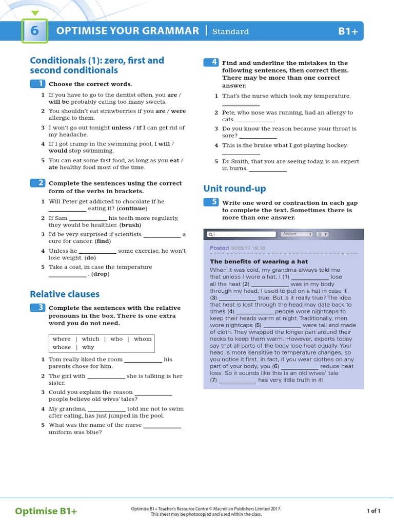 OPT B1plus U06 Grammar Standard | PDF