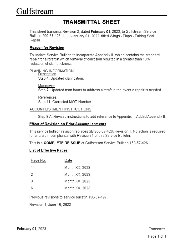 Gulfstream: Transmittal Sheet | PDF