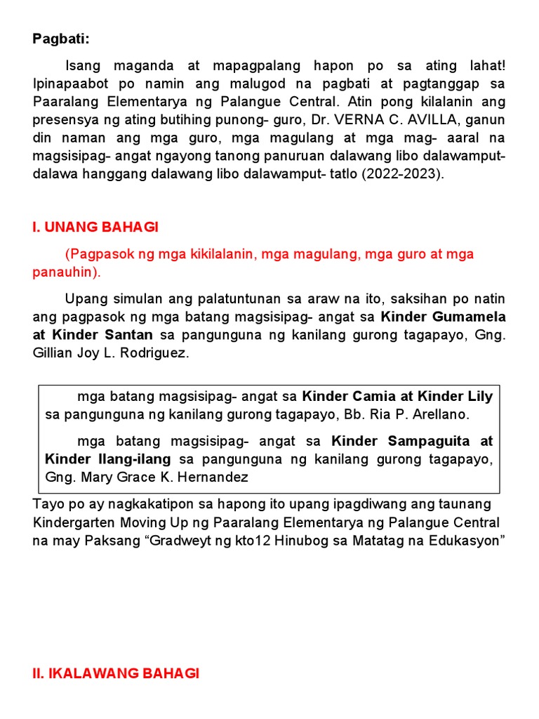 Moving Up Script 2022 | PDF