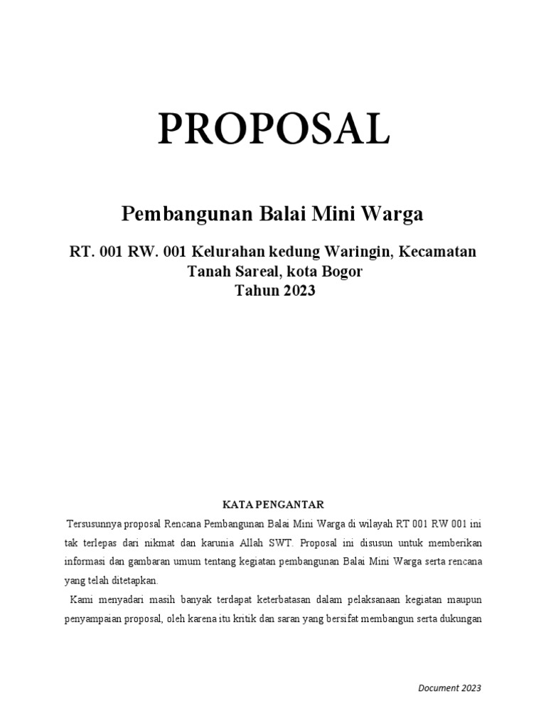 Fix Proposal Pembangunan Balai Mini | PDF